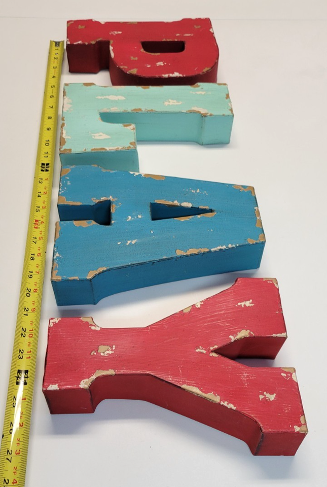 Metal Ashland Letters PLAY Sign Chippy Shabby Rustic Kids Video Game ...