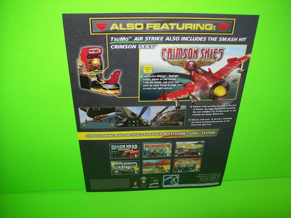 Tsunami AIR STRIKE 2002 Original NOS Video Arcade Game System Promo ...