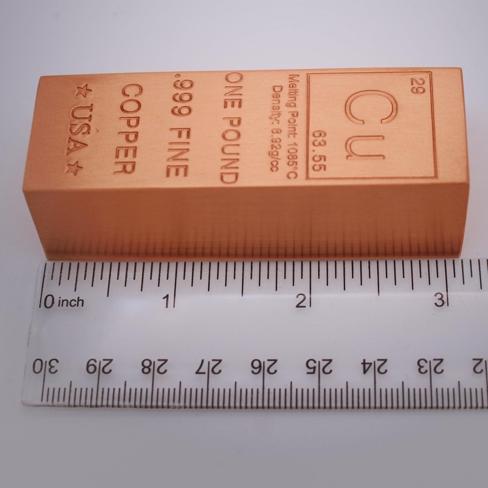 1 Pound Copper Bar Ingot Paperweight - 999 Pure Chemistry Element ...