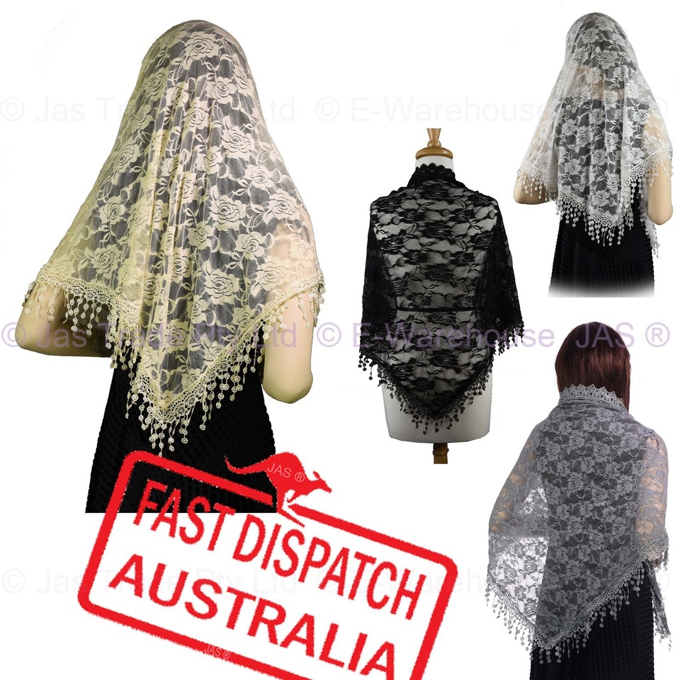 Triangle Lace Scarf Catholic Latin Mass Shawl Chapel Veil Mantilla ...