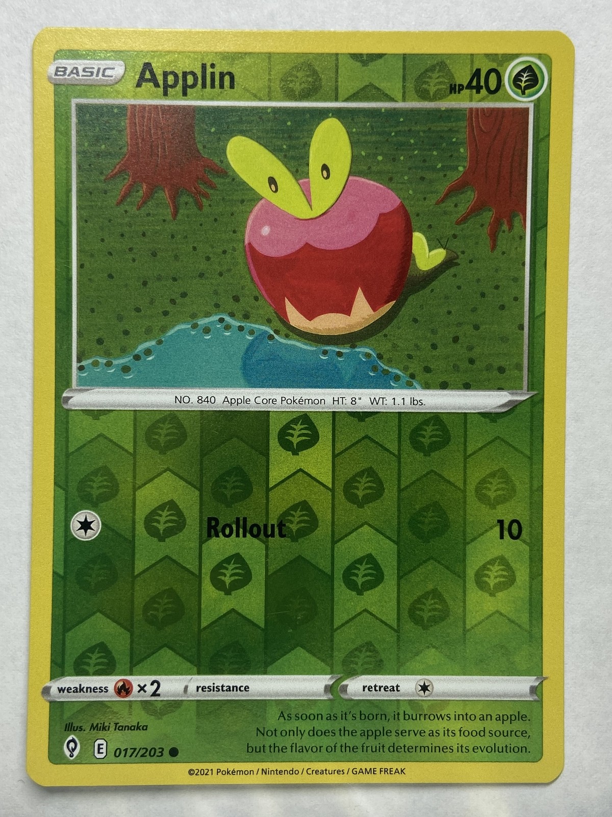 Pokémon TCG Applin 017/203 - Evolving Skies - Common Reverse Holo | eBay