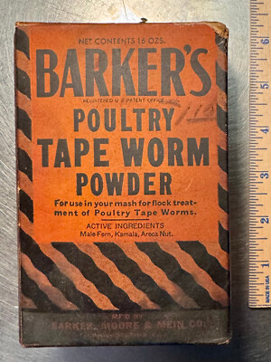 Antique Barker’s Poultry Tape Worm Powder Box | eBay
