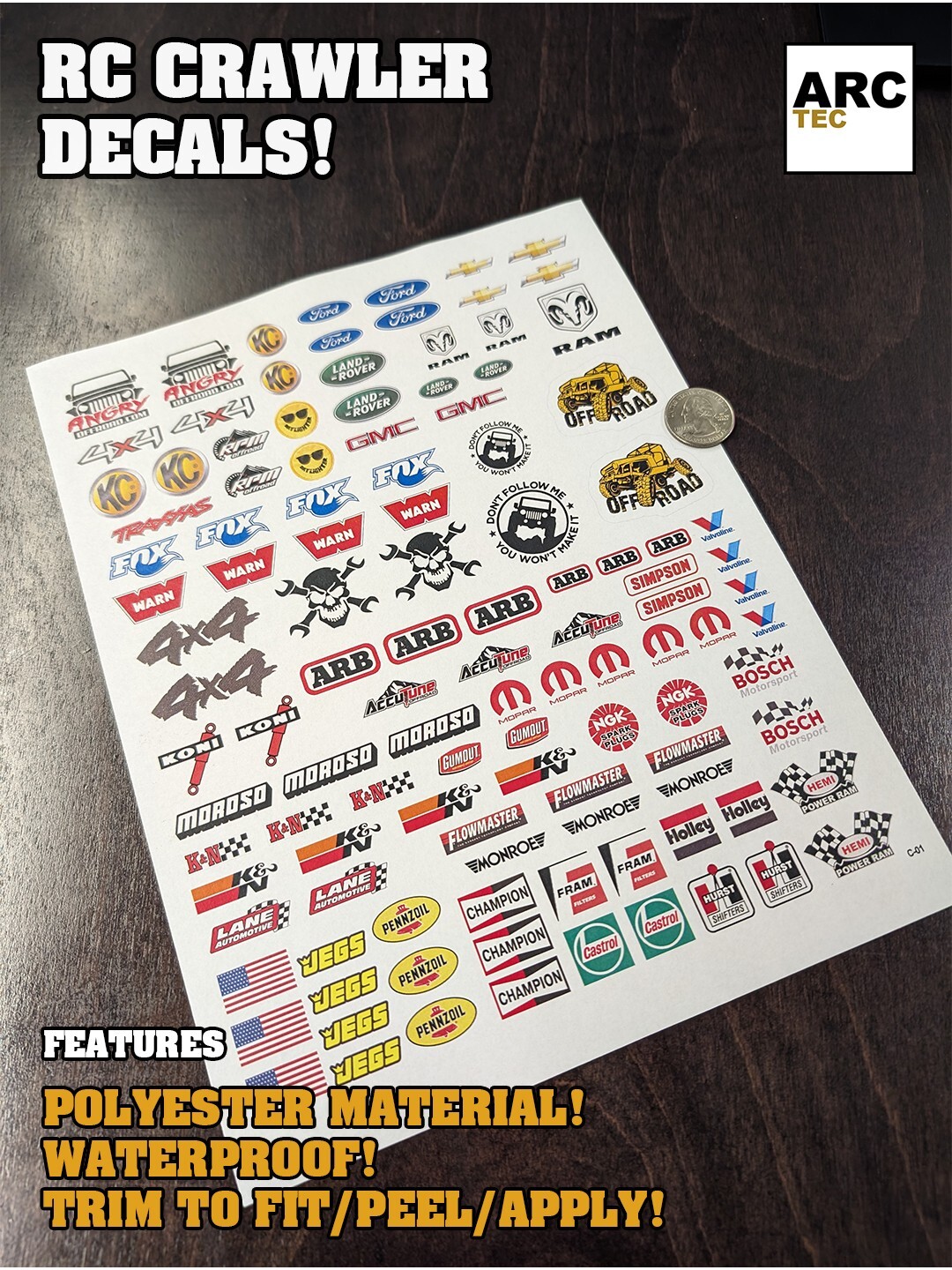 New RC Scale Crawler Decals No.1 for TAMIYA HPI LOSI KYOSHO JEEP 1/8 1/ ...