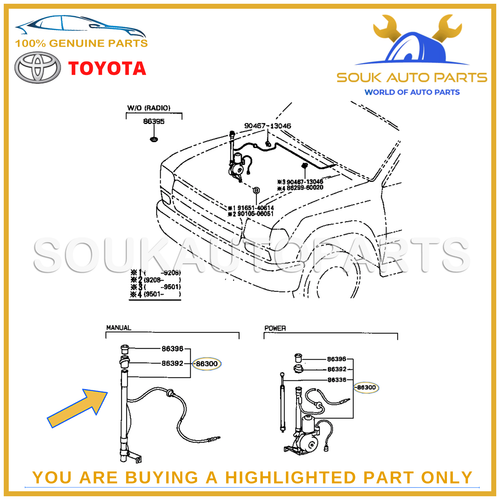 86300-60181 Genuine Toyota ANTENNA ASSY, W/HOLDER 8630060181 OEM | eBay