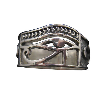 Genuine Sterling Silver Men Ring Band Amon Ra Eye Solid Hallmarked 925 ...