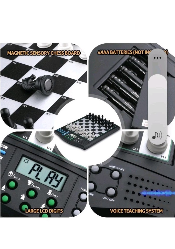 Board with Voice Tutor Electronic Chess Set with Learning Features ...