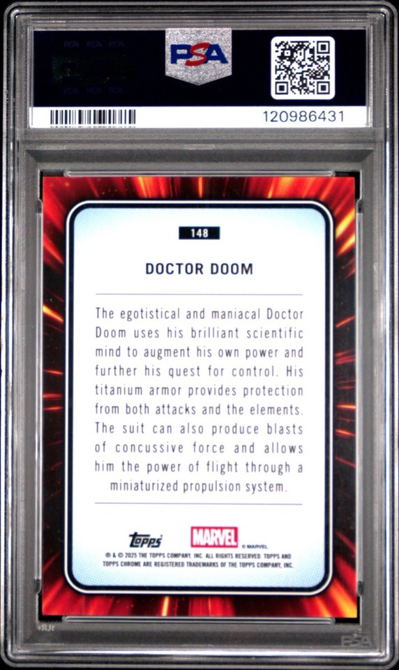 2025 TOPPS CHROME MARVEL YELLOW LAVA #148 DOCTOR DOOM PSA 10 🔥 POP ...