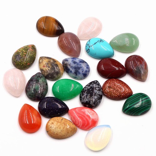 100pcs Assorted Natural Stone Drop CAB CABOCHON Stone Beads No Holes ...