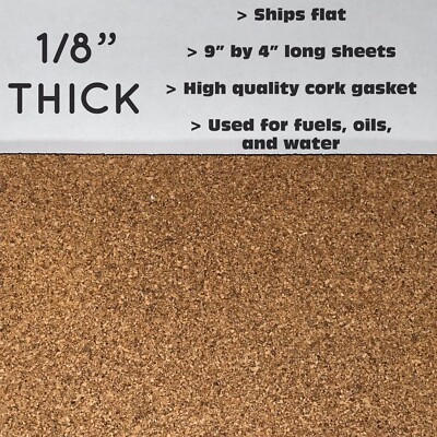 Cork Gasket Making Sheet - SHIPS FLAT 9" X 4" X 1/8" DIY Fuel Water Oil ...