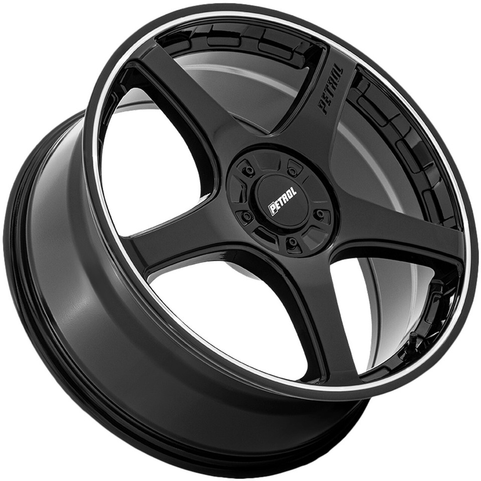 20x8.5 +40 Petrol PE003 P2E 5x110,5x115 Black W/ Machined Lip Wheels ...