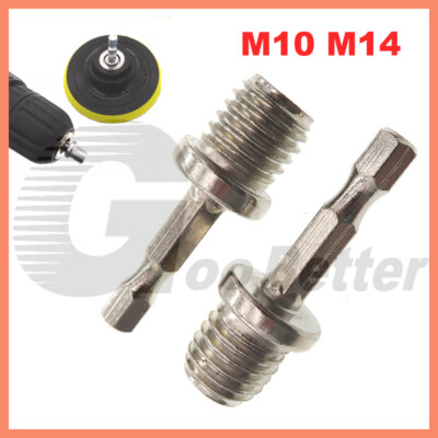 M10 M14 Thread Power Drill Adapter to 1/4" Hex Shank for Polishing ...