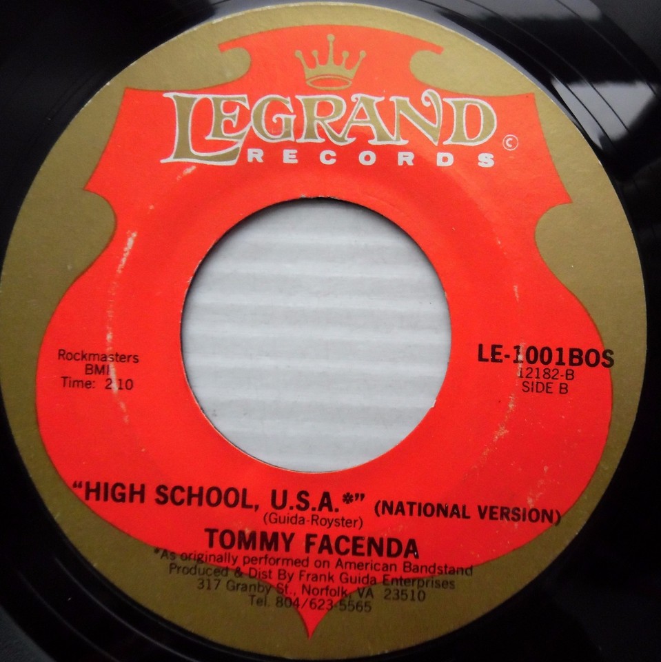 TOMMY FACENDA 45 high school U.S.A BOSTON version 1959 LEGRAND Teen ...