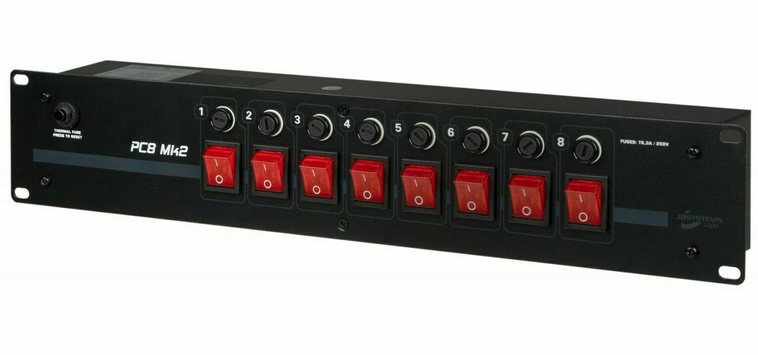 Stromverteiler PC-8 8-fach Steckdosenleiste Licht 19" Rack Schaltboard ...