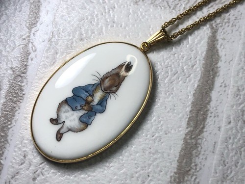 Wedgwood Peter Rabbit Necklace Gold & White Used No Box | eBay