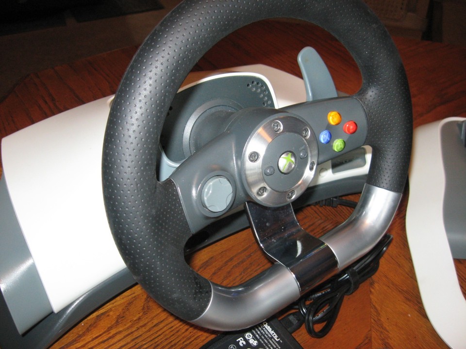 Xbox 360 Wireless Racing Steering Wheel WRW01 Pedals & Power Supply ...