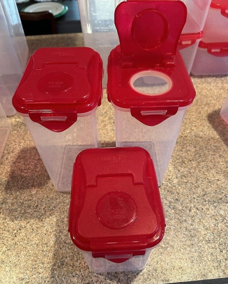 Lock N Lock Pantry Storage Containers Set of 33 containers with Red ...