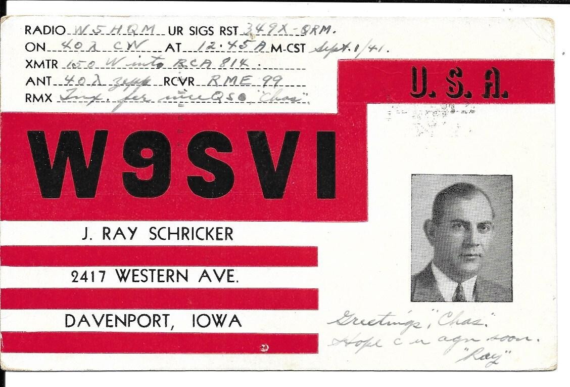 QSL 1941 Davenport Iowa radio card | eBay