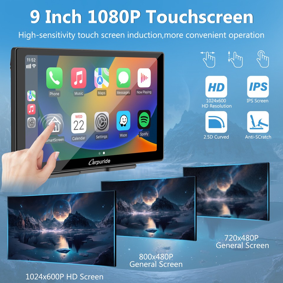 Carpuride W905 Wireless Carplay Android Auto Car Stereo Front And Rear ...