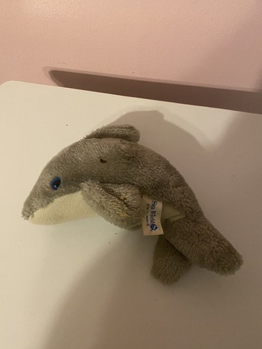 Vintage 1982 SeaWorld 10” Plush Dolphin Gray White Stuffed Animal Doll ...