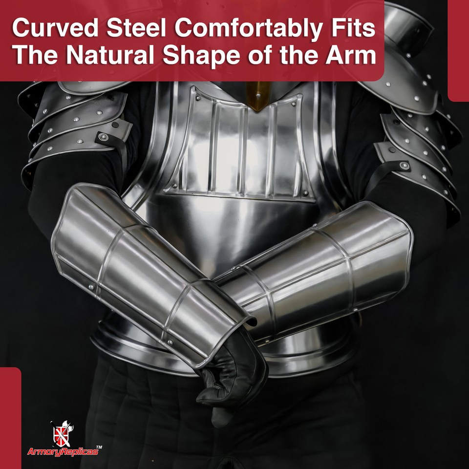 Medieval Bracers 18G Steel Vambrace Set | Siege Warfare Arm Armor for ...