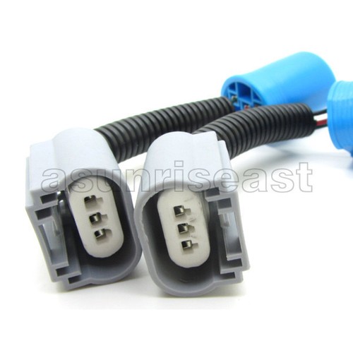 2 x H13 Male to 9007 Female Socket Converter Cable Harness Connector ...