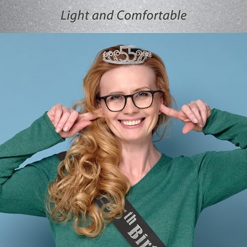 55th Birthday Sash and Tiara for Women - Fabulous Glitter Sash + Waves ...