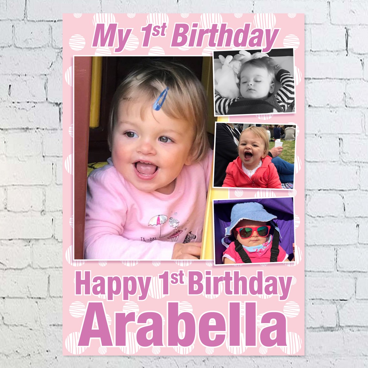 Happy 1st Birthday Frames Black & White Photo Board | First Birthday