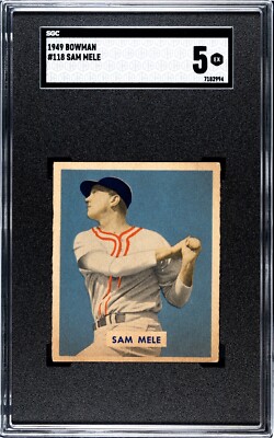 1949 Bowman #118 Sam Mele SGC 5 Graded Baseball Card MLB Boston Red Sox ...