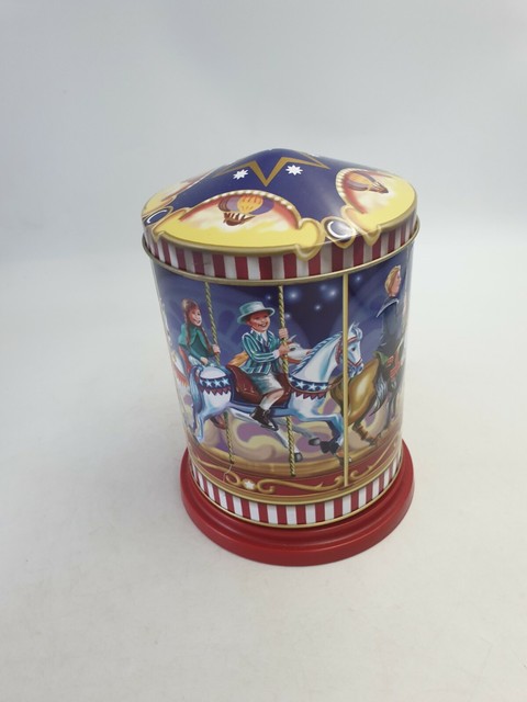 Musical Rotating Christmas Carousel Biscuit Sweet Tin Weiss Karussell ...
