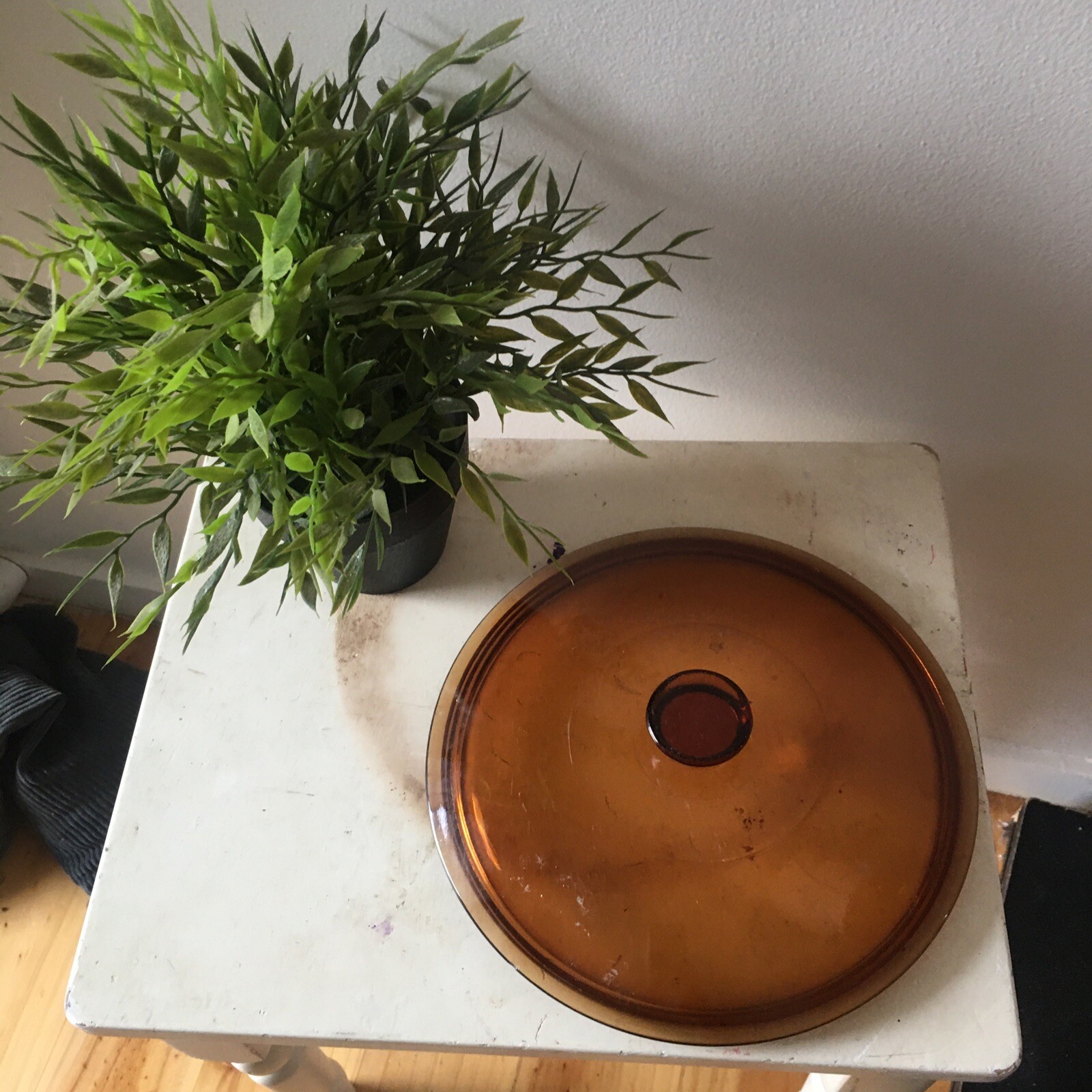 Vintage Glass Amber Lid For Pot Replacement Brown Heavy 20cm Kitchen ...