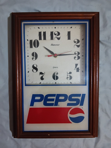 Hanover Pepsi Cola Soda Quartz Clock Glass Wood Frame | eBay