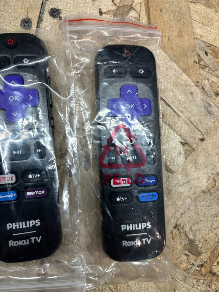 LOT OF 2 GENUINE PHILIPS ROKU TV Remote 3226001225 Netflix APPLE+ ...