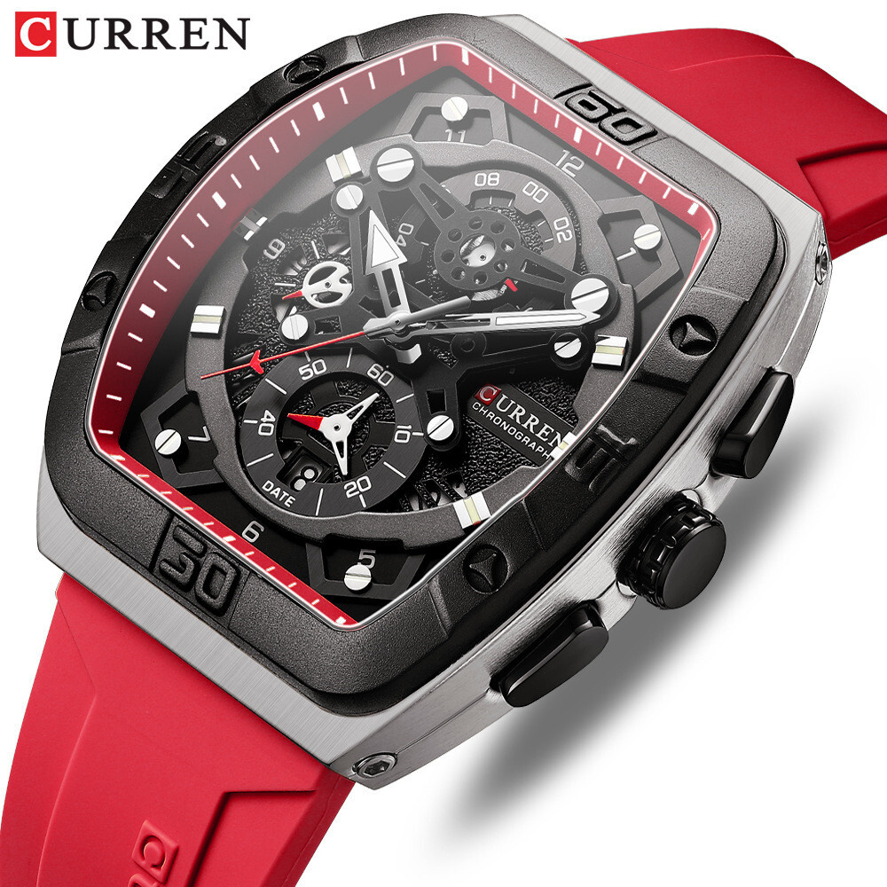 CURREN Men Watch Chronograph Multifuction Wristwatch Rectangle Boy ...