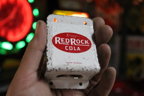 RARE 1950s ENJOY RED ROCK COLA DEALER PAINTED METAL BOTTLE OPENER SIGN ...