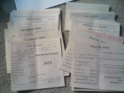 Lot of 20 Vintage 1920s School Tax Notices and Receipts Jeffersonville ...