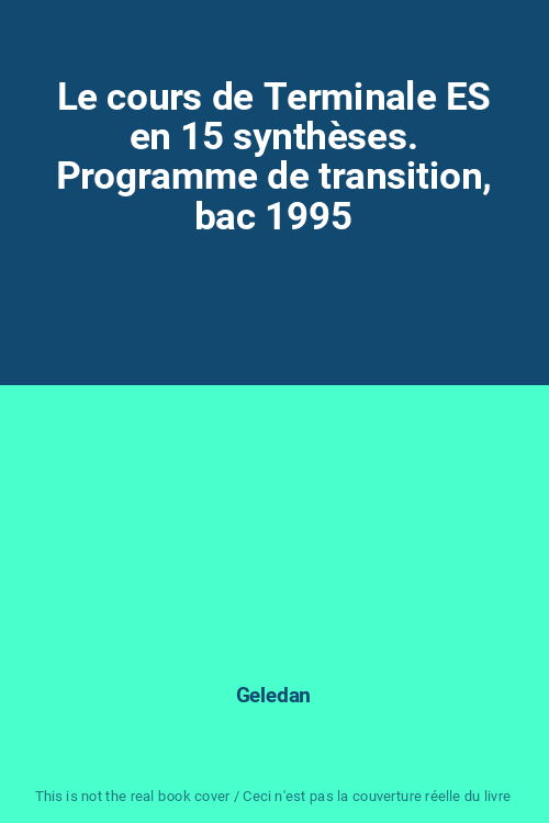 Le cours de Terminale ES en 15 synthèses. Programme de transition, bac 1995 | eBay