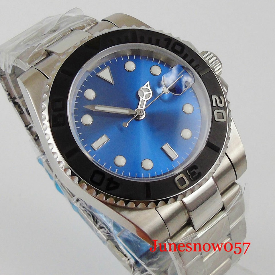 BLIGER Japan Blue PT5000 Automatic Male Wristwatch Polish Strap Brushed ...