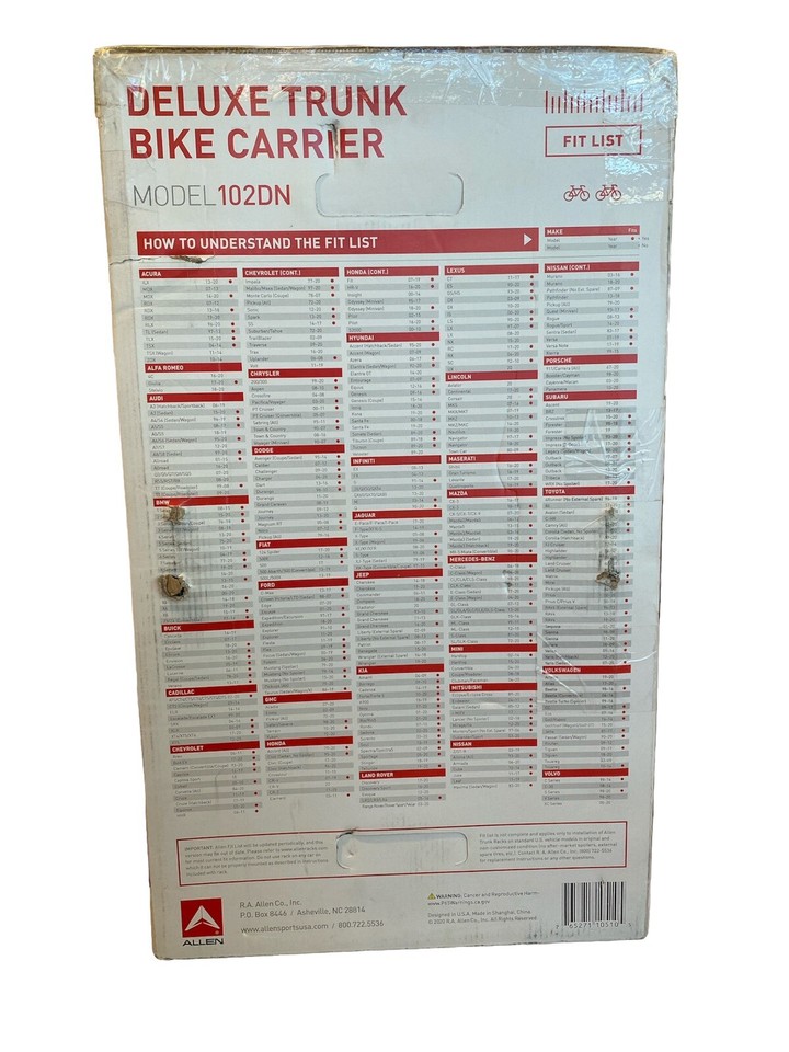 Allen Sports Deluxe 2 Bicycle Trunk Mounted Holder Bike Rack Carrier ...