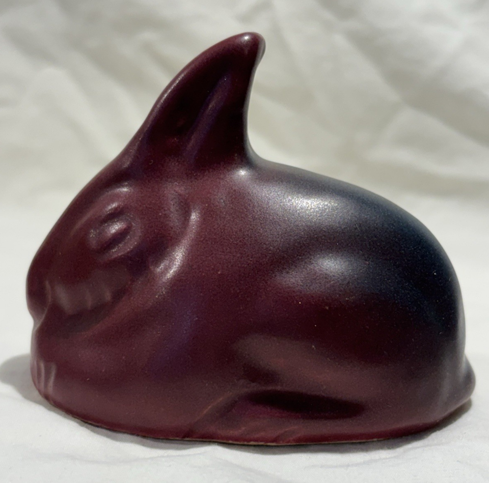 Vintage Van Briggle Pottery Solid Bunny Rabbit Mulberry Glaze Stamped ...