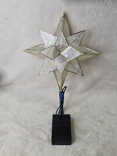 8 Point Capiz Shell Star Light Up Christmas Tree Topper Decoration ...