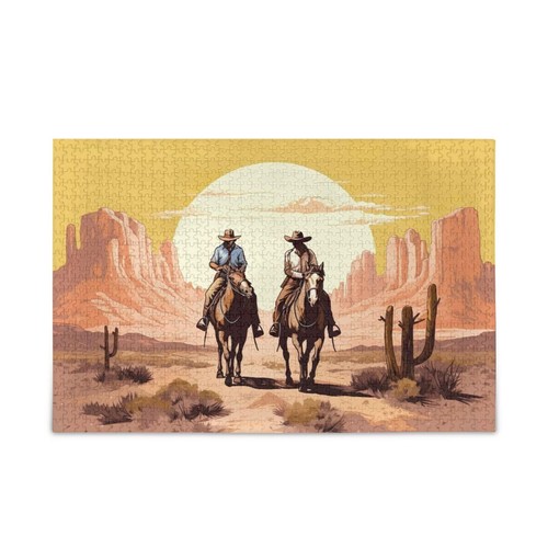 xigua Western Cowboy Puzzle 500 Pieces - Wooden Jigsaw Puzzles for ...