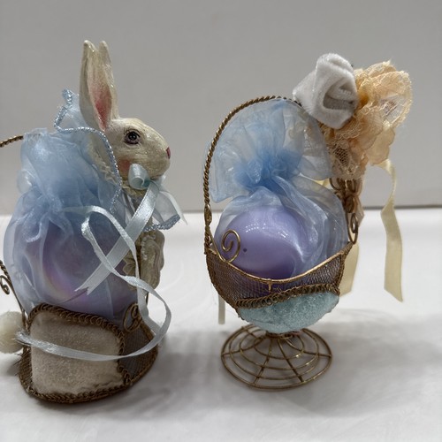 2 Vintage Katherine's Collection Easter Bunny Blue Wire Basket | eBay