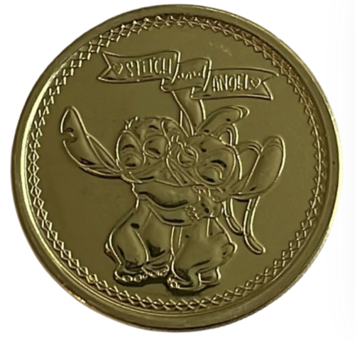 Disney Parks WDW Icons Stitch & Angel Coin Medallion Gold New With Tag ...