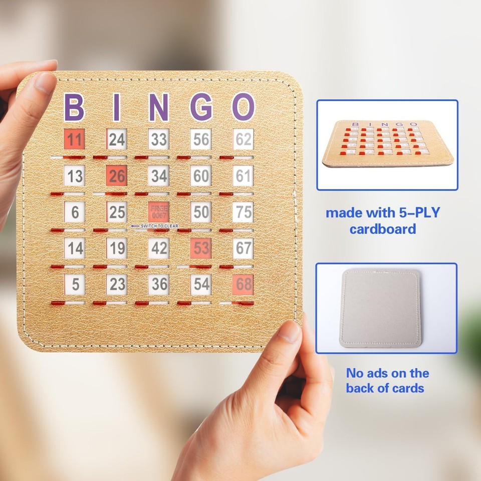 200-Pack Stitched Reusable Shutter Slide Bingo Cards with Shutter Clear ...