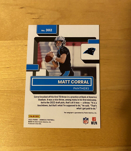 2022 Panini Donruss - Rated Rookie Autographs #302 Matt Corral (AU, RC ...