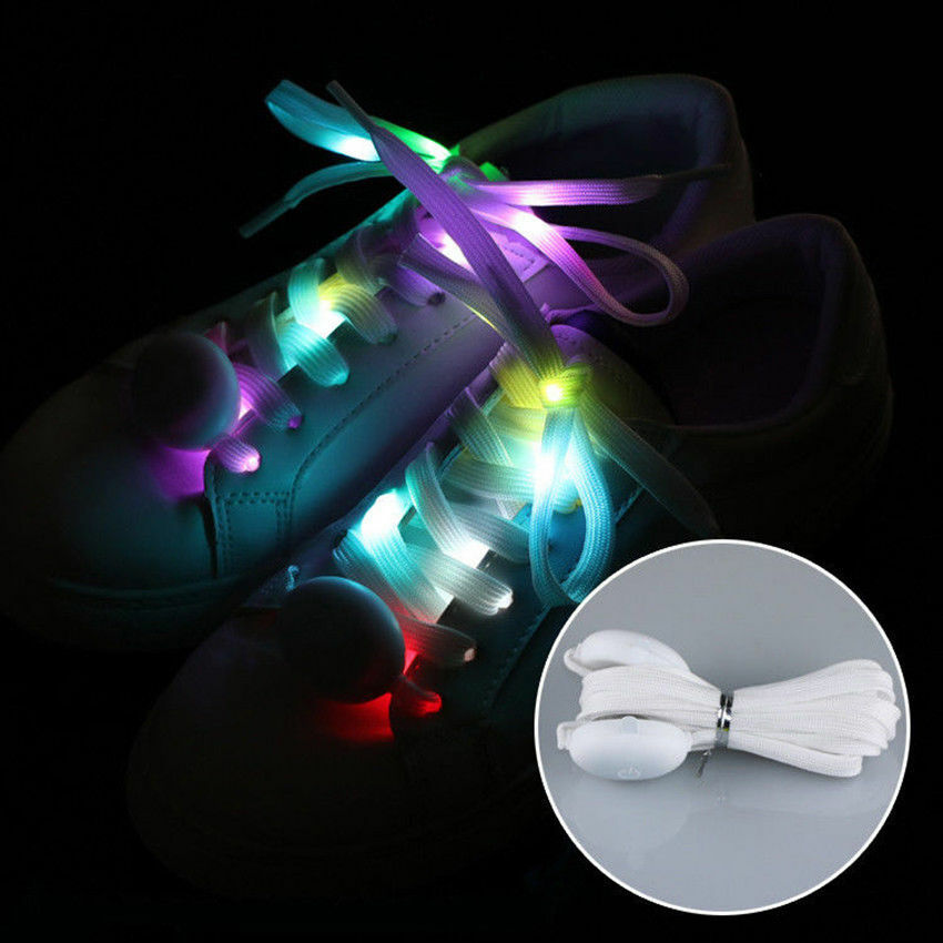 Fashionable LED Glowing Shoelaces RGB Night Light Up Flash Shoestring ...