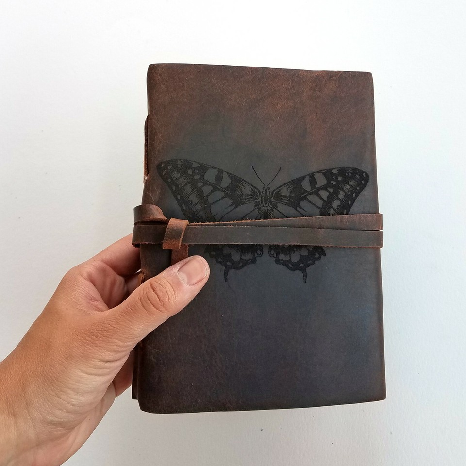 Butterfly Custom Leather Journal, Free Personalization 5" x 7" Unlined ...