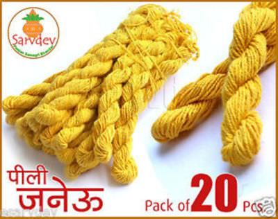 20 X JANEU BRAHMIN HINDU YOGA JANEHU SANSKRITI RELIGIOUS YELLOW THREAD ...