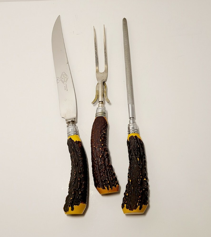 Faux Stag Royal Brand Cutlery Co Carving 3 Piece Set Stainless Sharp ...