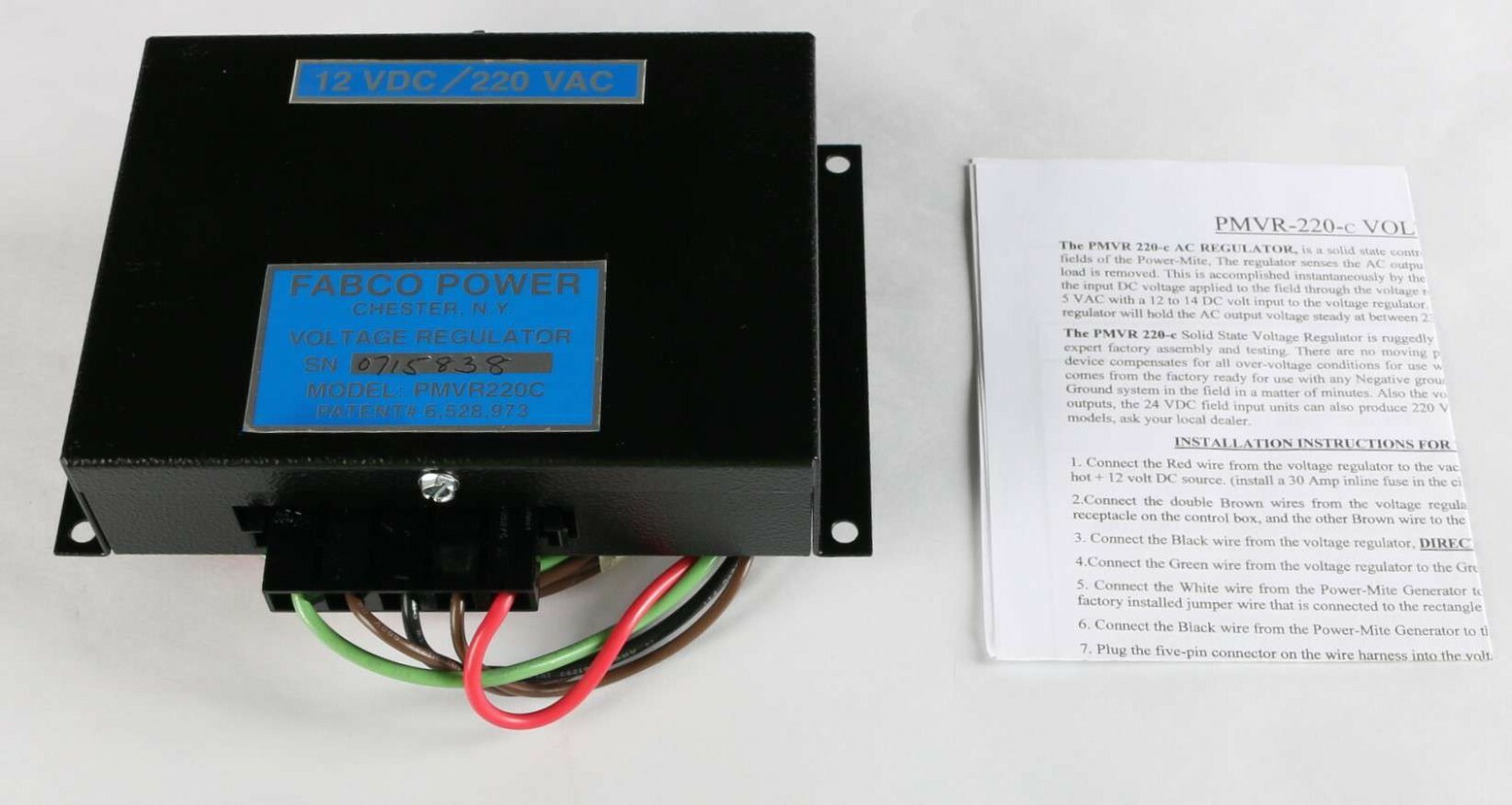 New Fabco Power Mite Belt Driven PM-220 Generator Kit With Control Box ...